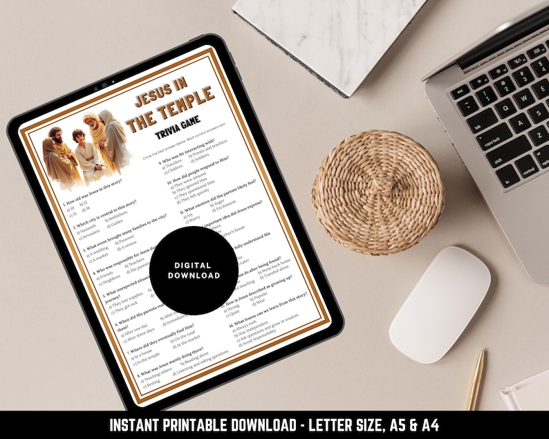 Jesus in the Temple Bible Trivia Game Printable, Sunday School Game for ...