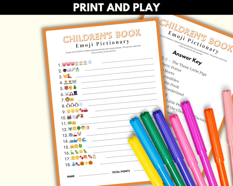 Children's Book Emoji Pictionary Game Digital Baby Shower Game Fun Baby ...