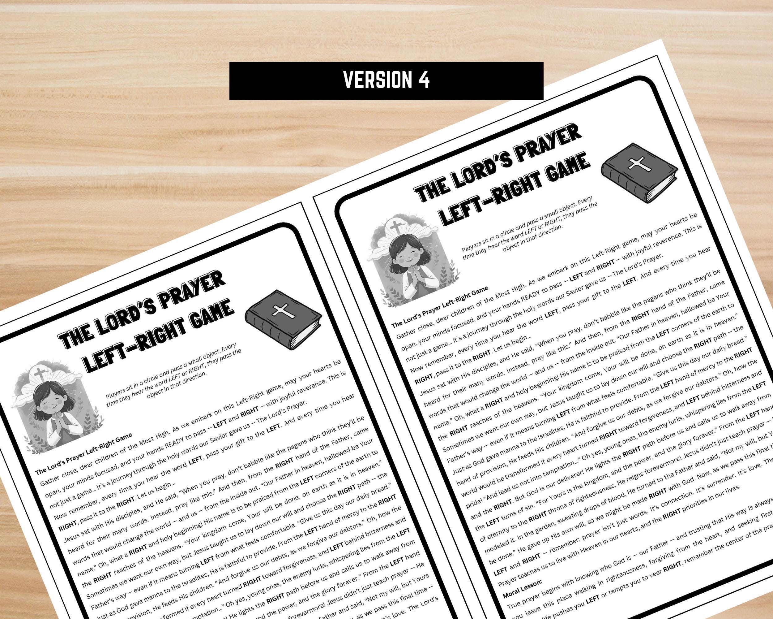 The Lord's Prayer Left Right Game, Christian Party Game, Bible Activity ...