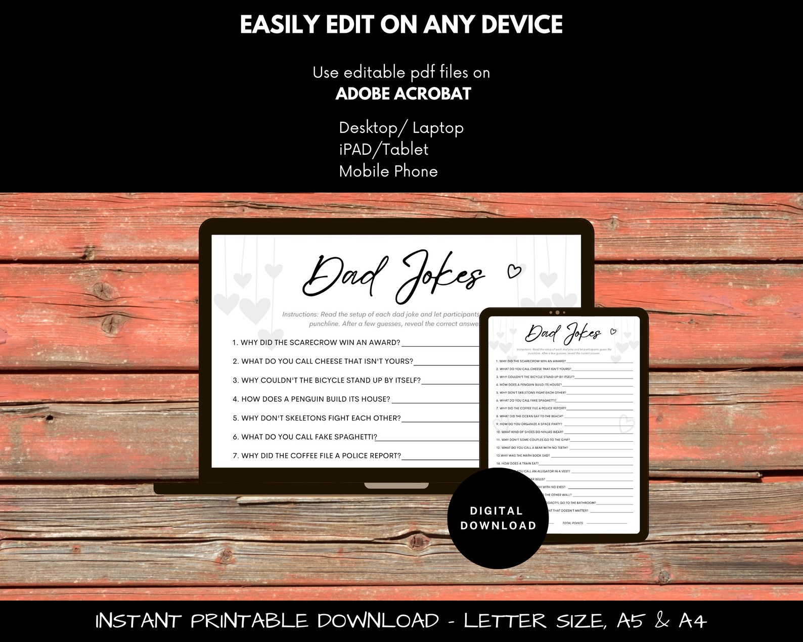 Dad Jokes Baby Shower Game, Printable Baby Shower Trivia, Fun Shower ...