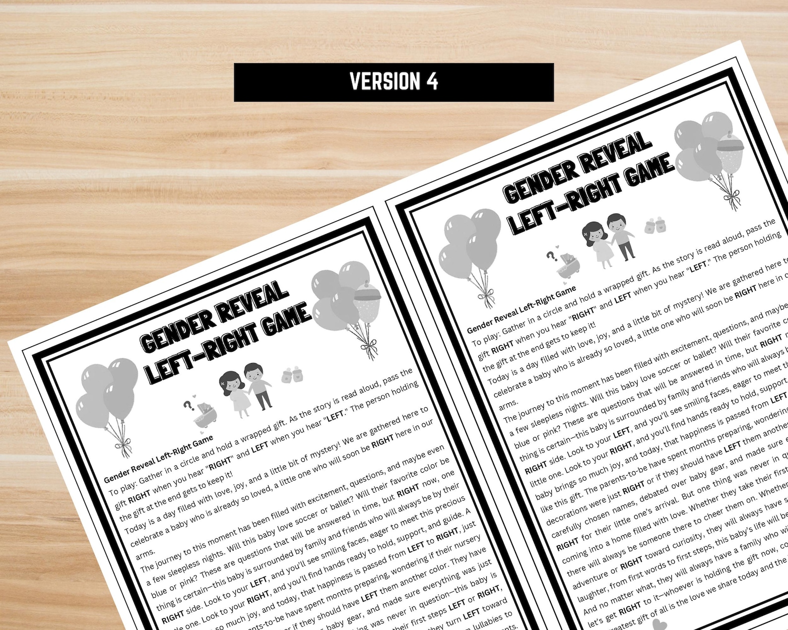 Gender Reveal Left Right Game Printable | Pass the Gift Poem | Baby ...