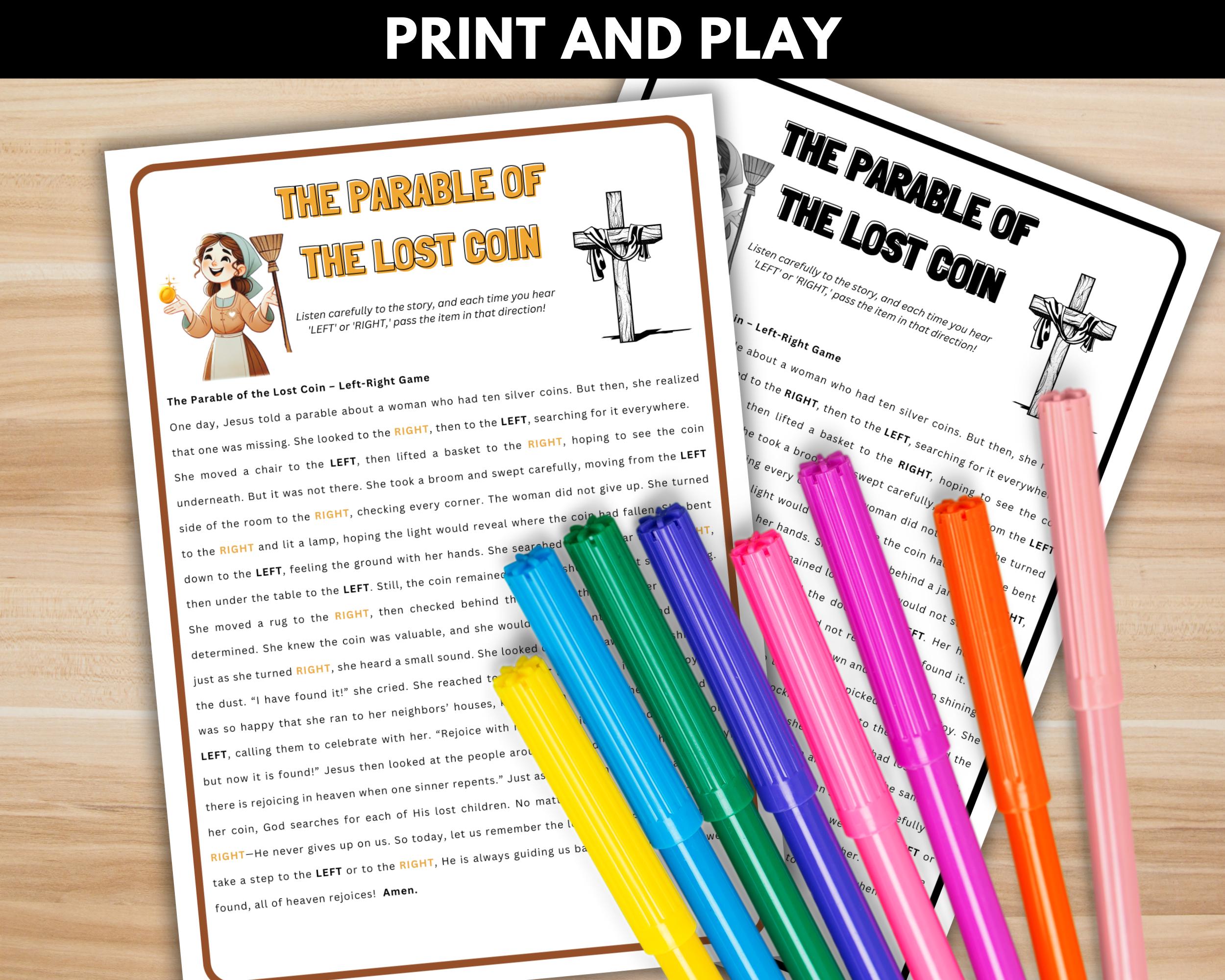 The Parable of the Lost Coin Left-right Game – Christian Bible Party ...