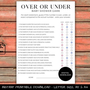 Editable Over or Under Baby Shower Game | Printable Baby Shower Trivia ...