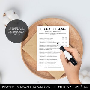 Baby Shower True or False Game, Printable and Editable Template ...