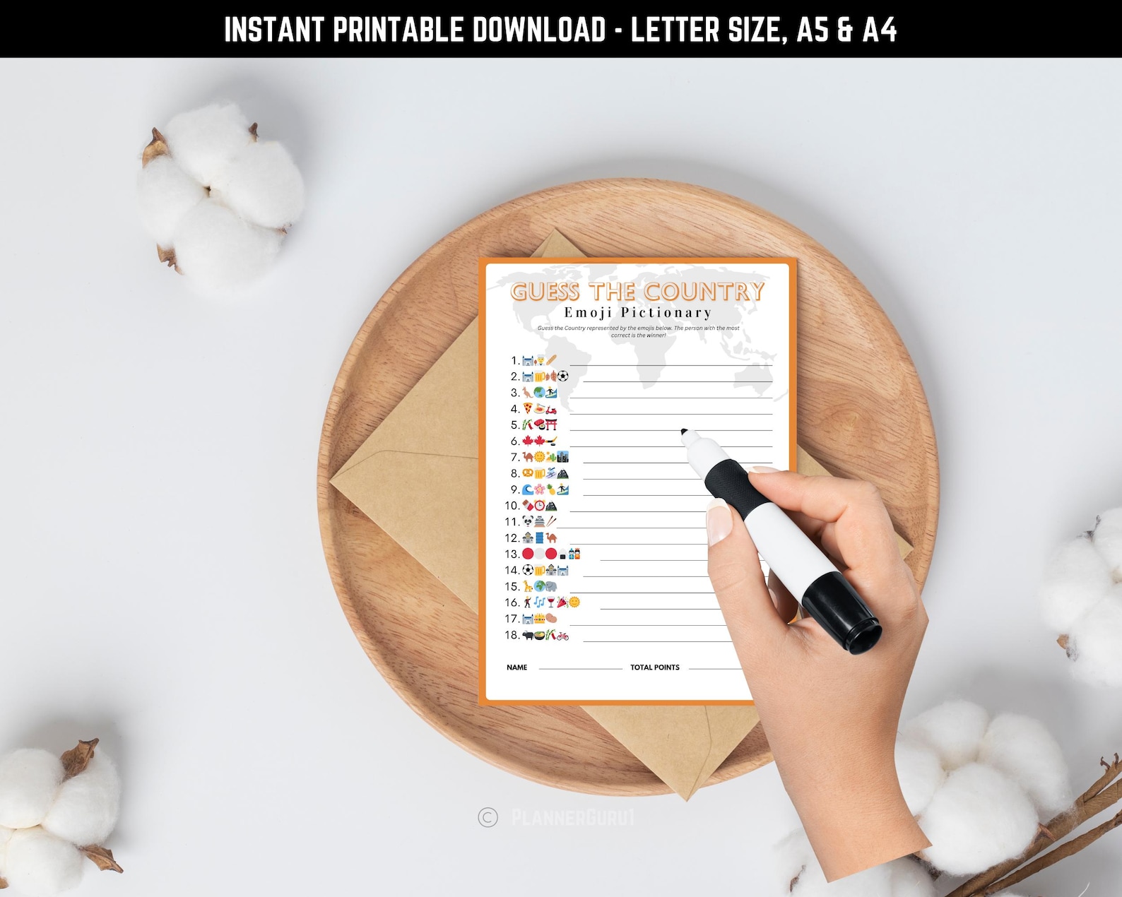 Guess the Country Emoji Pictionary | Printable Party Game | Family Fun ...