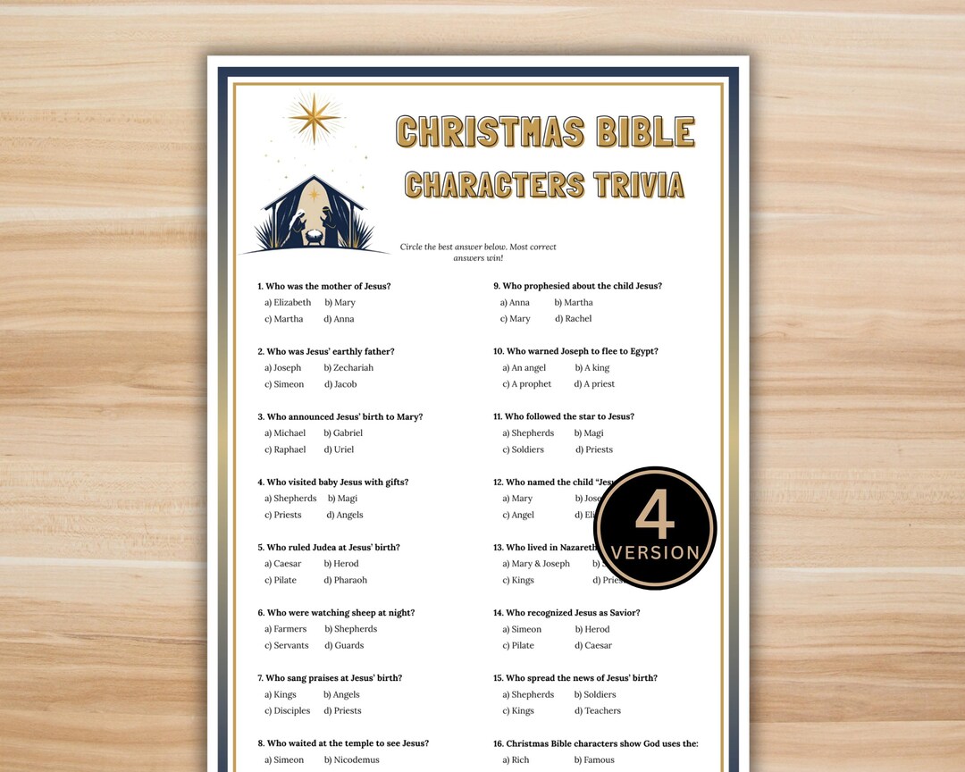 Christmas Bible Characters Trivia Game | Christian Nativity Quiz for ...