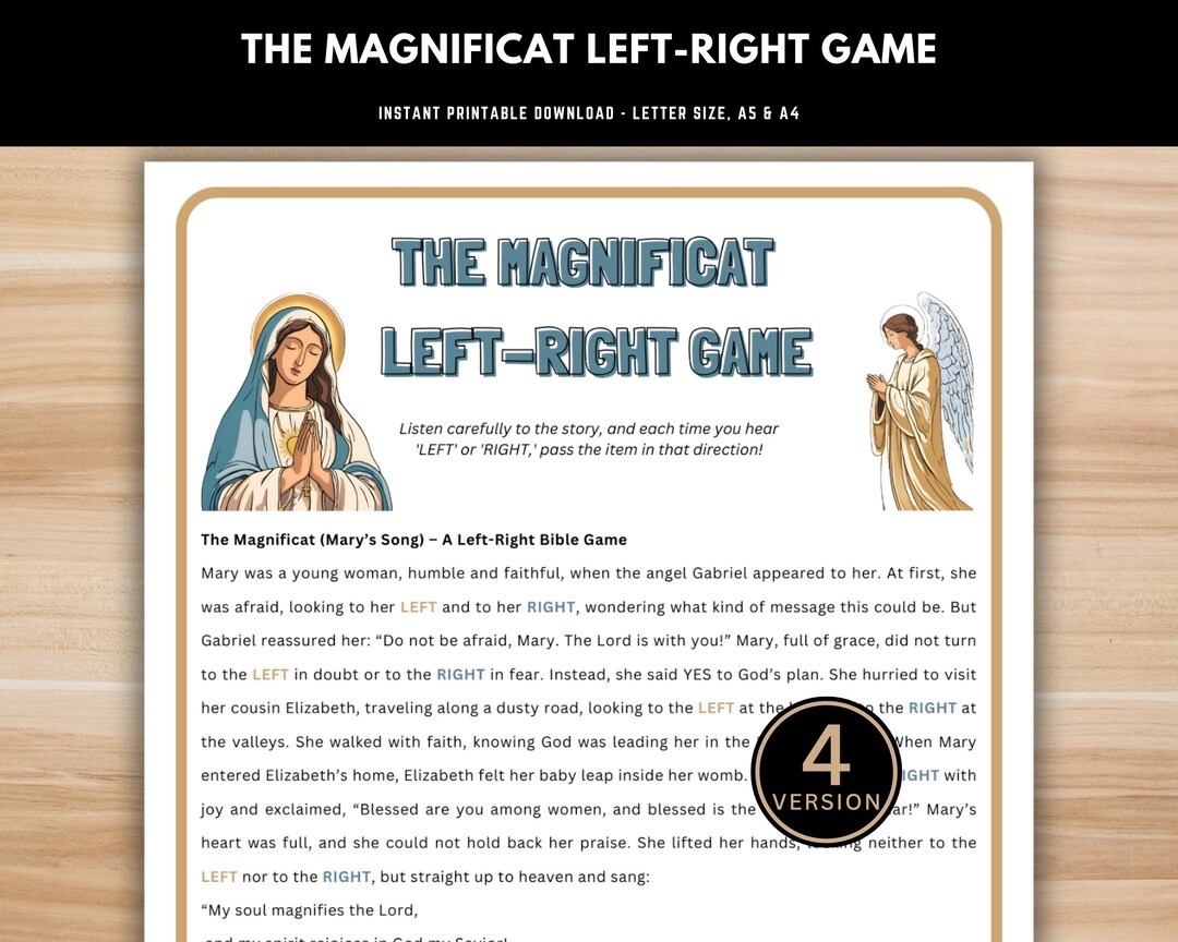 The Magnificat Left-right Game – Mary’s Song, Printable Bible Game ...
