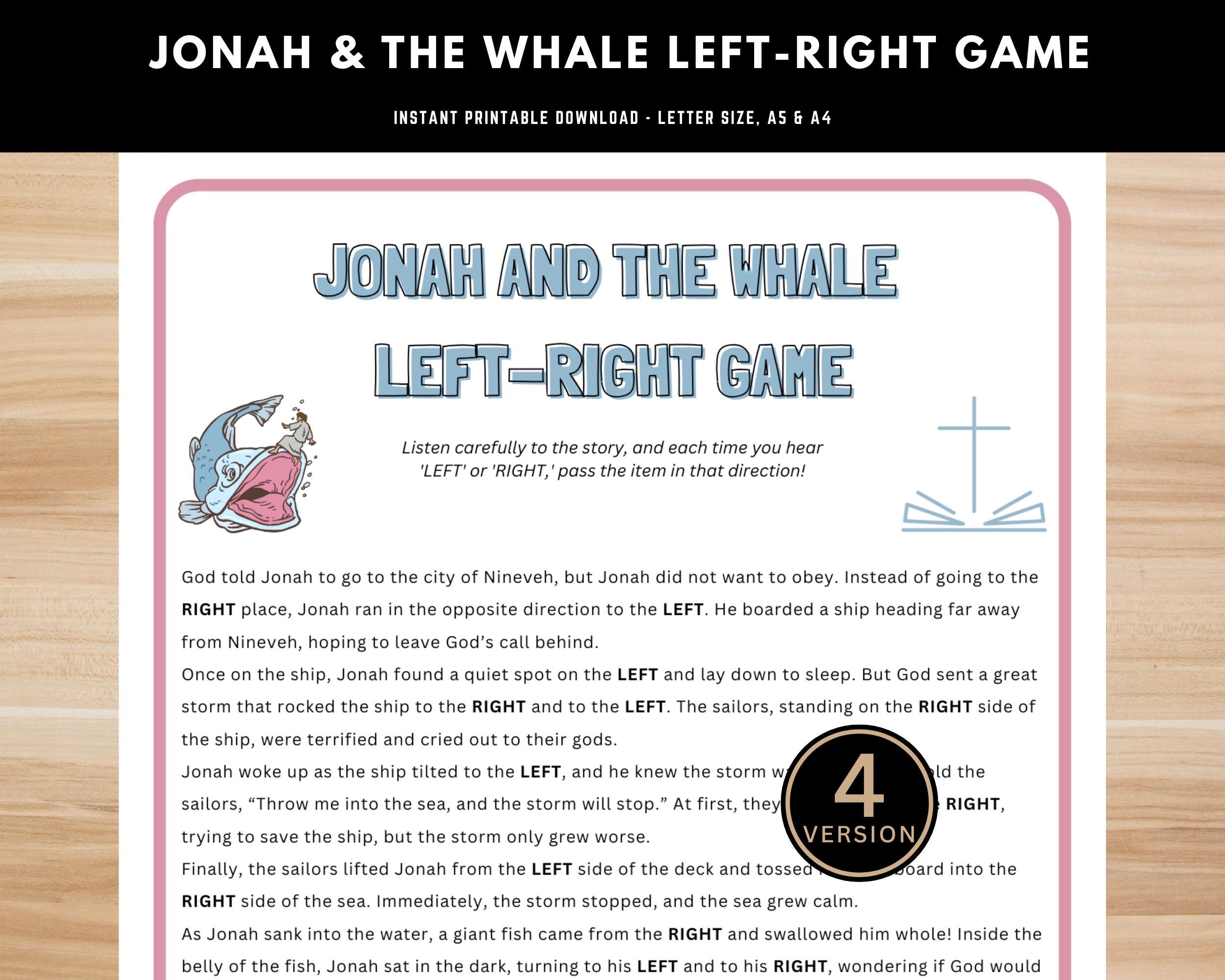 Jonah and the Whale Left-right Game - Printable Bible Game for Sunday ...