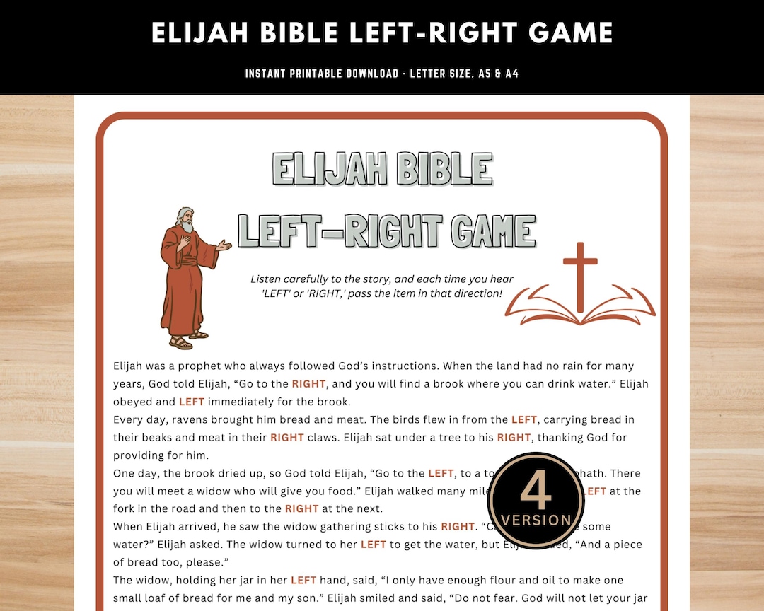 Elijah Bible Game Left-right Game - Printable Bible Game for Sunday ...