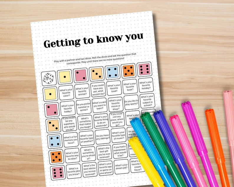 Printable Icebreaker Game - Dicebreaker Roll and Tell Conversation ...