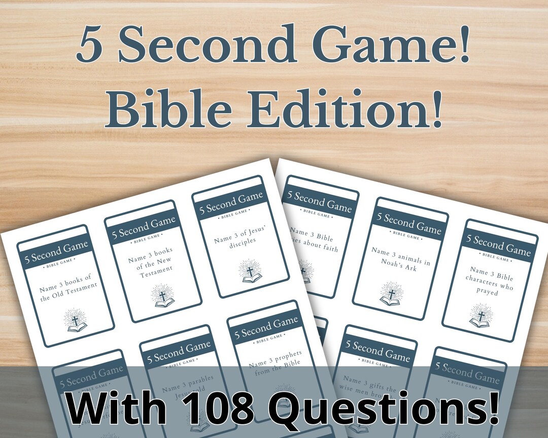 5 Second Bible Game - Printable Bible Trivia Cards for Kids & Adults ...