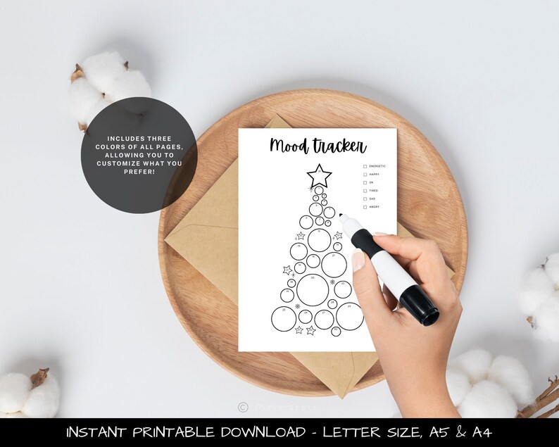 Holiday Mood Tracker - Printable Christmas Tree Journal Page - Daily ...