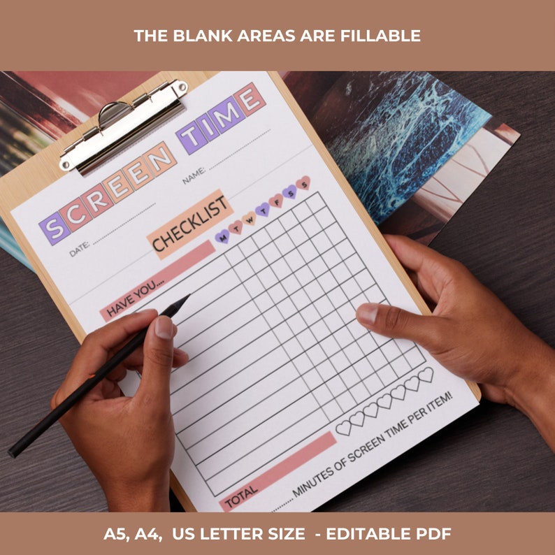 Editable Screen Time Chore Chart Printable, Screen Time Chart Checklist ...