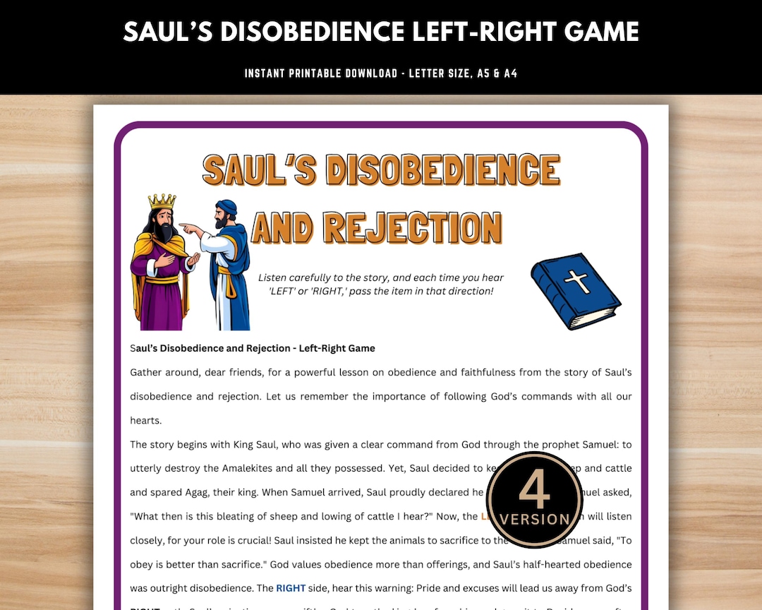 Saul's Disobedience Left-right Game - Printable Bible Activity for ...