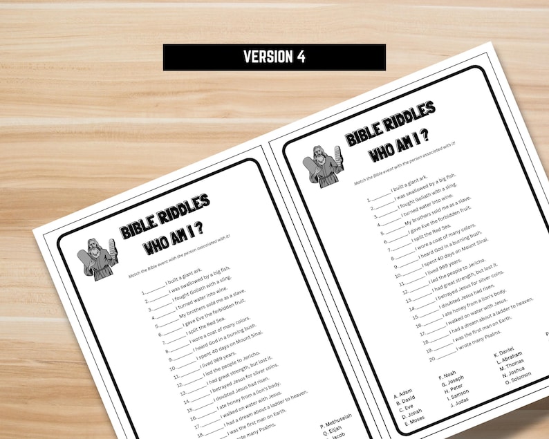 Bible Riddles – Printable Who Am I Bible Games for Kids and Adults - Etsy