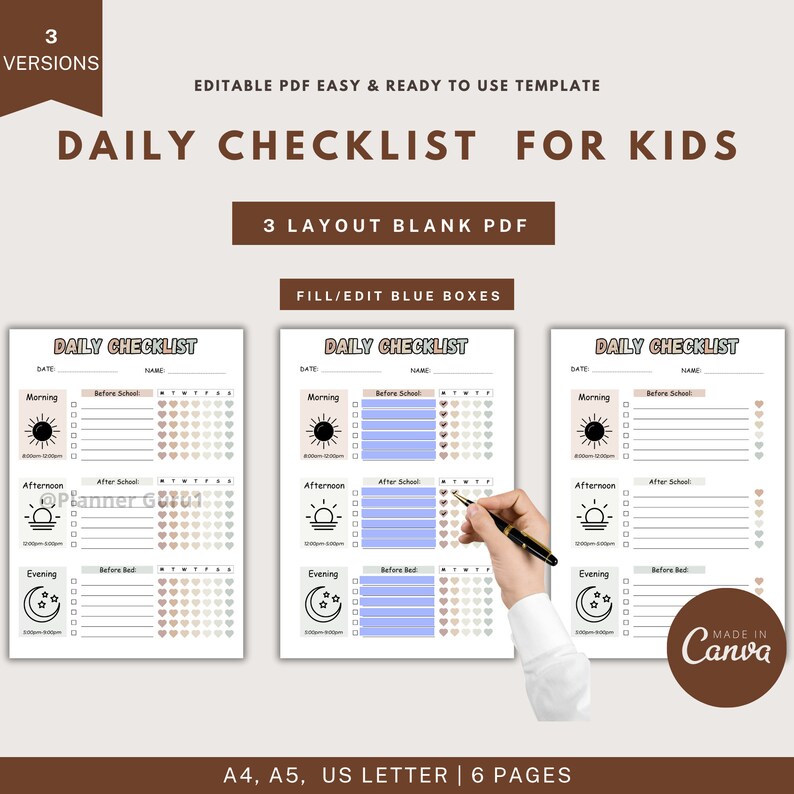 Customizable Daily Routine Chart for Kids | Editable & Printable ...