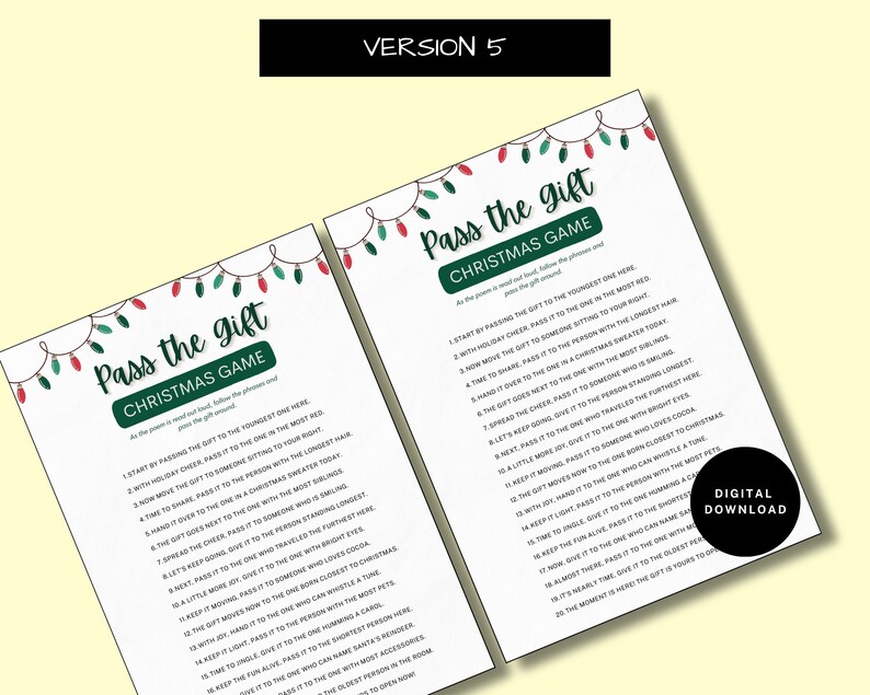 Christmas Pass the Gift Game Printable | Office Christmas Party Game ...