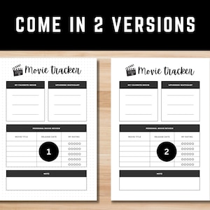 Printable Movie Tracker Journal Page - Film Log Planner Template for ...