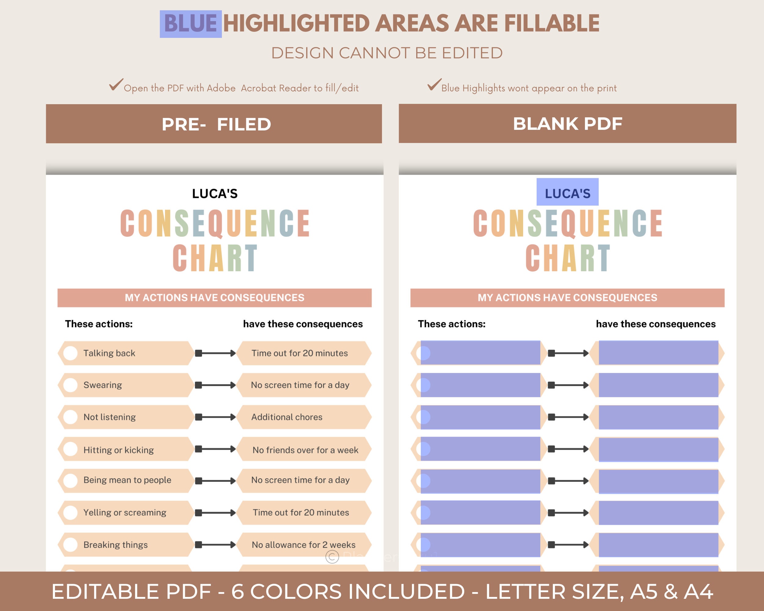 Customizable Consequence Chart, My Actions Have Consequences, School ...