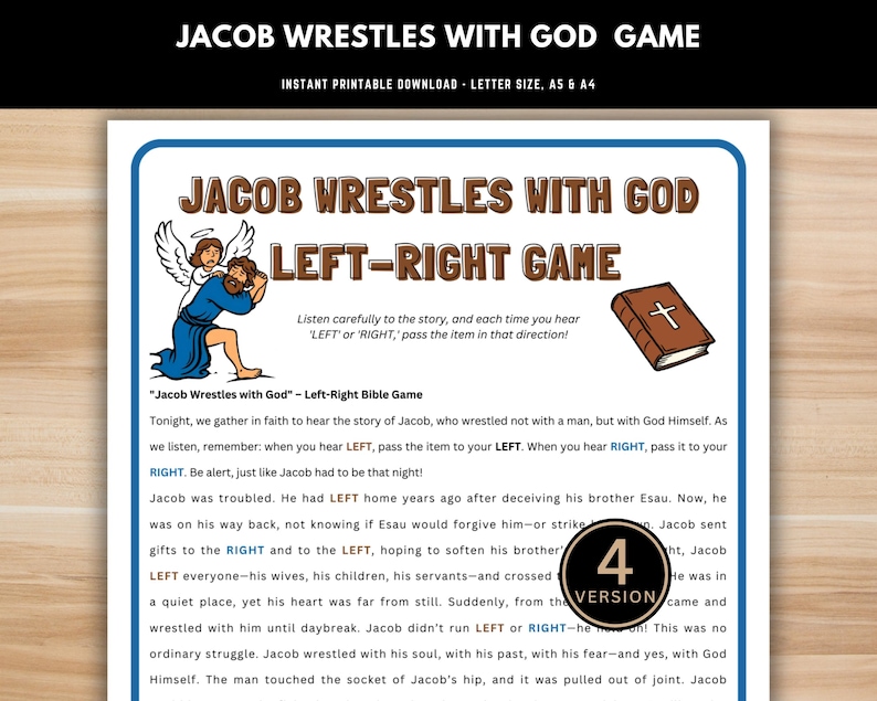 Jacob Wrestles With God Left-right Game - Printable Bible Activity for ...