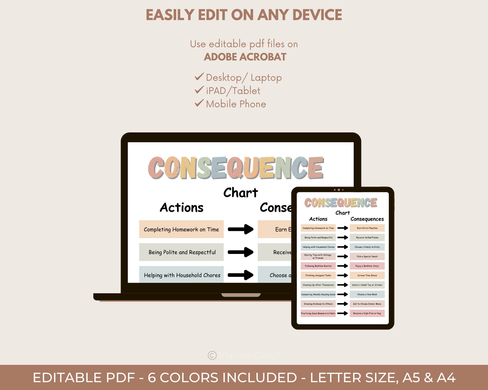 Editable Consequence Chart | My Actions Have Consequences | School ...
