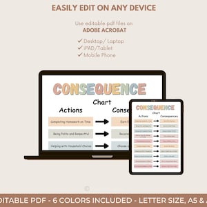 Editable Consequence Chart | My Actions Have Consequences | School ...