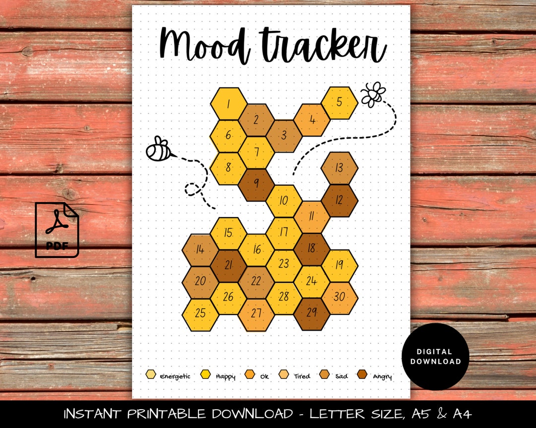Honeycomb Mood Tracker - Printable Journal and Planner Page - Daily ...