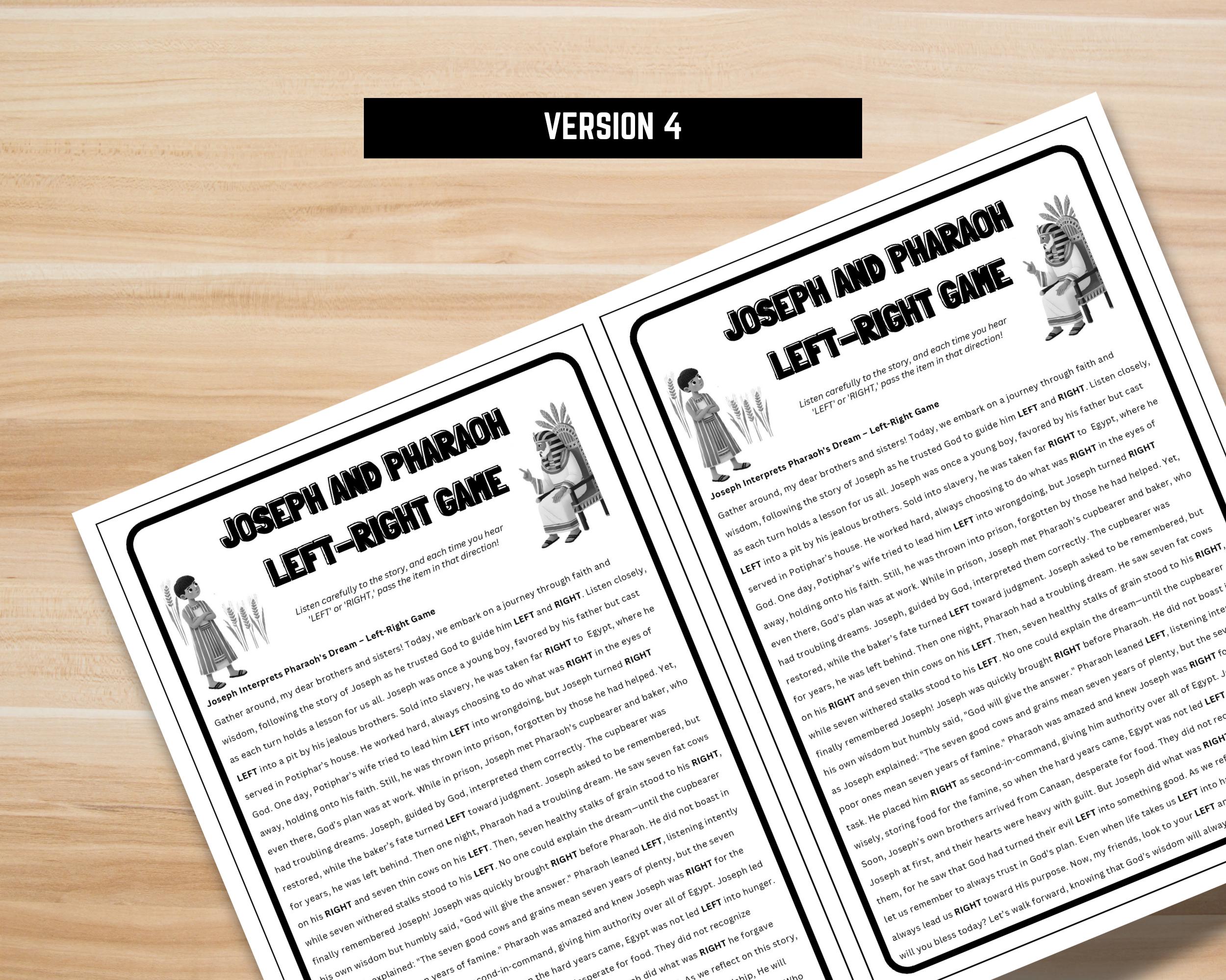 Joseph Interprets Pharaoh's Dream Left Right Game - Bible Story Game ...
