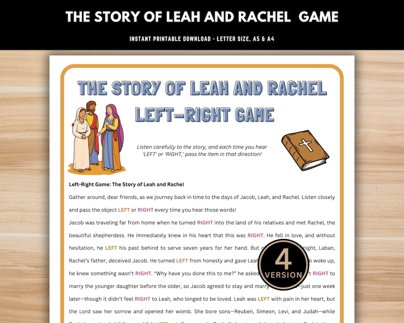 The Story of Leah and Rachel Left-right Game – Printable Bible Activity ...