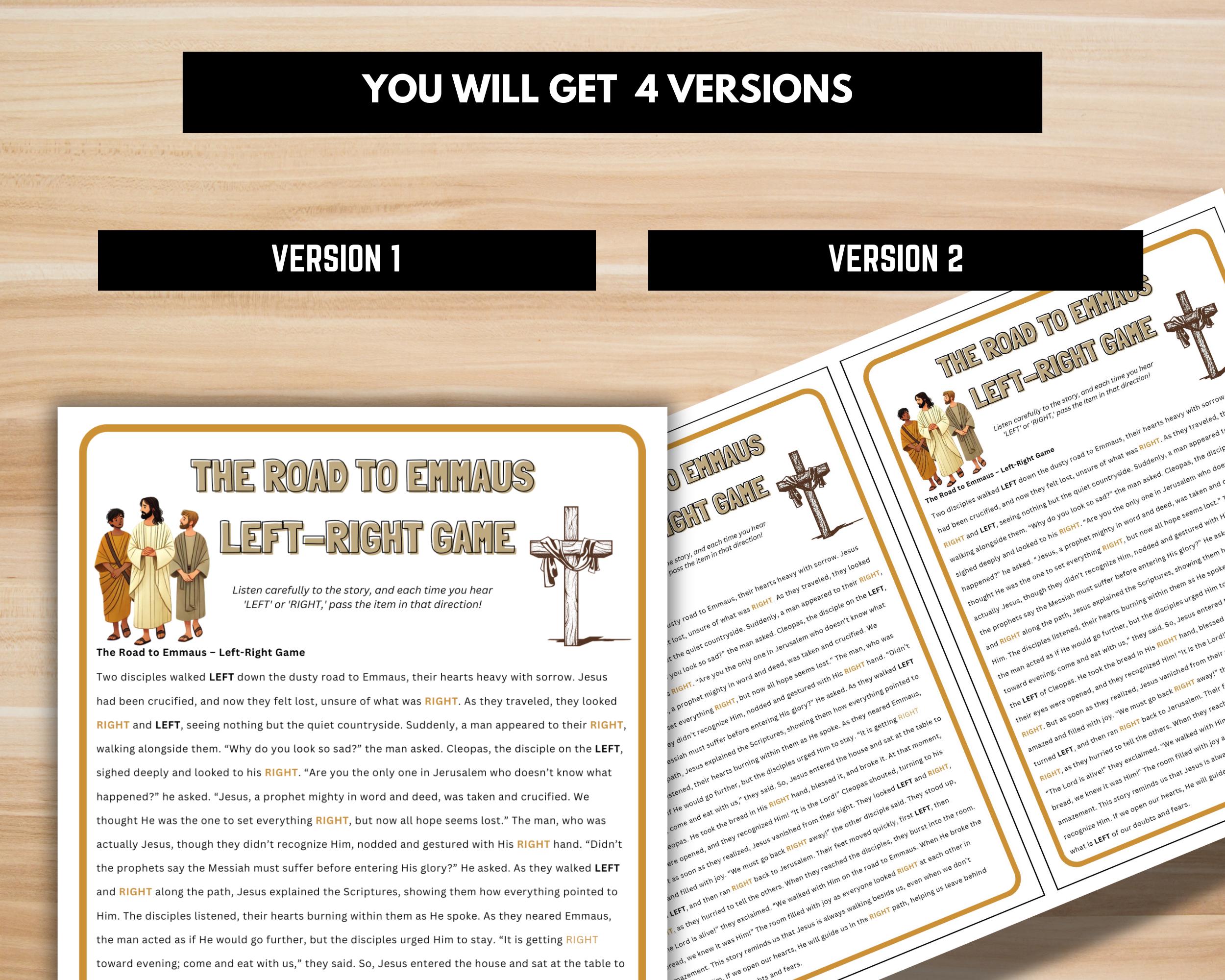 The Road to Emmaus Left Right Game - Printable Bible Story Game ...