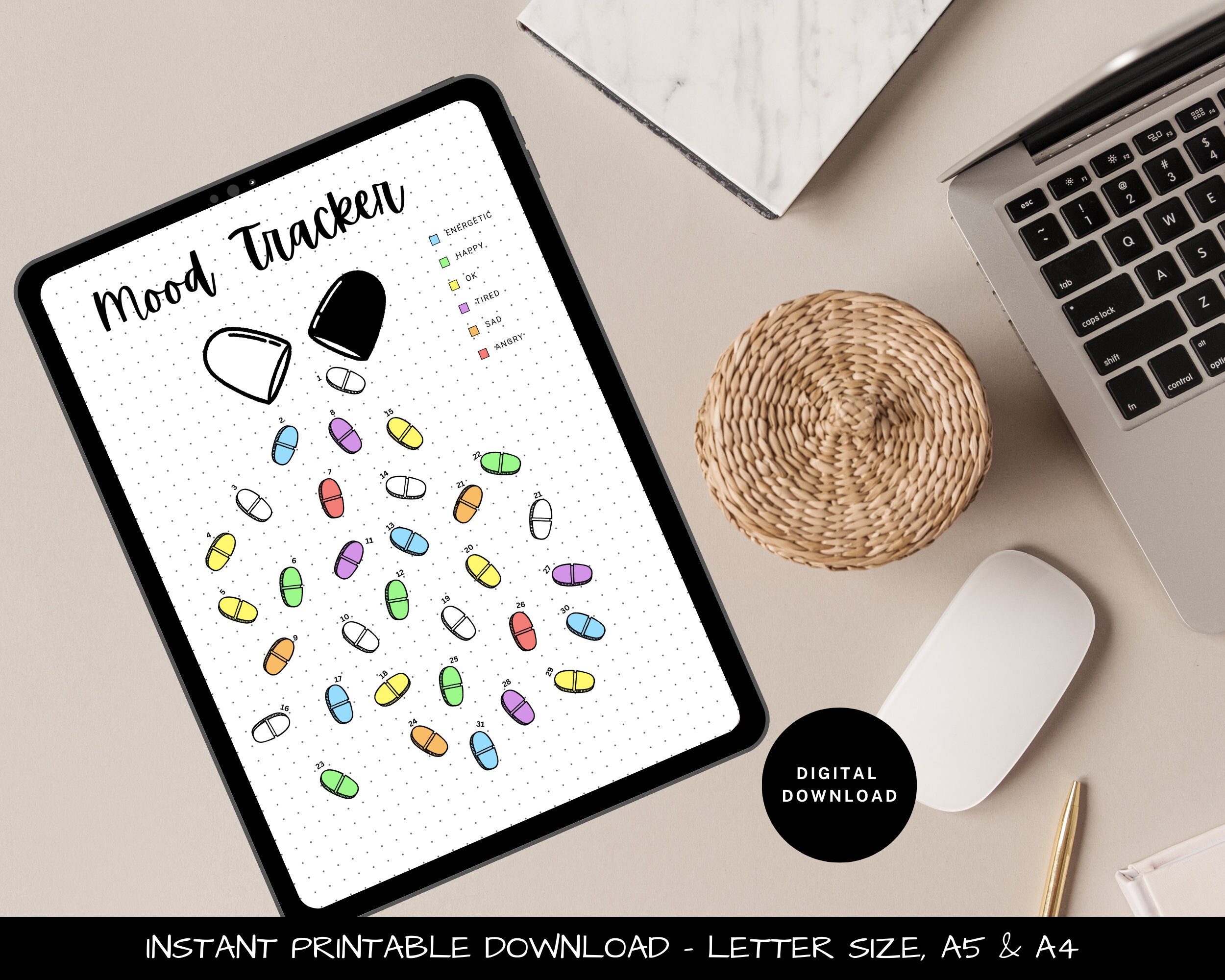 Medication Mood Tracker - Printable Journal Page - Daily Mood Tracker ...