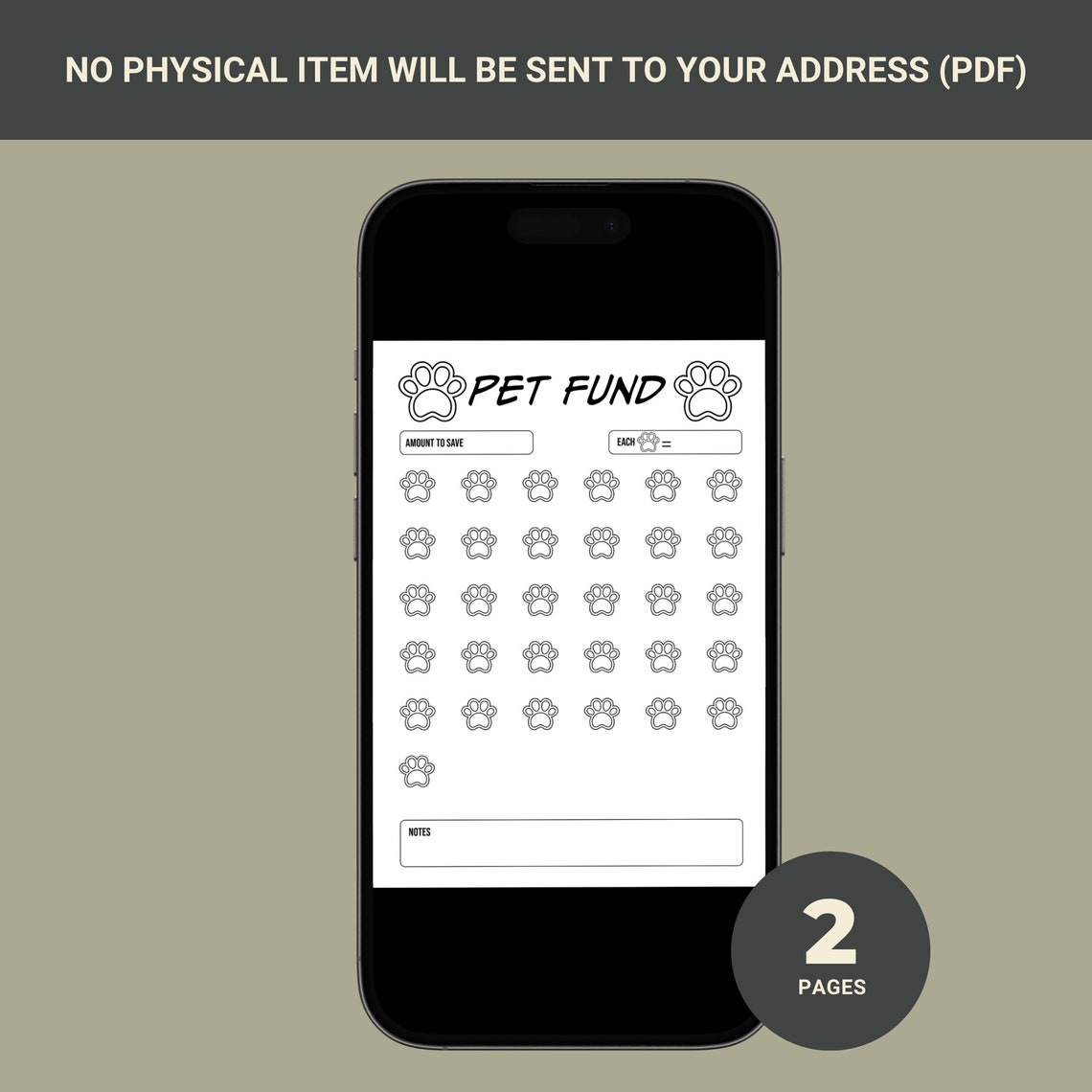 Pet Emergency Fund Tracker Digital, Pet Fund Savings Tracker, Money ...