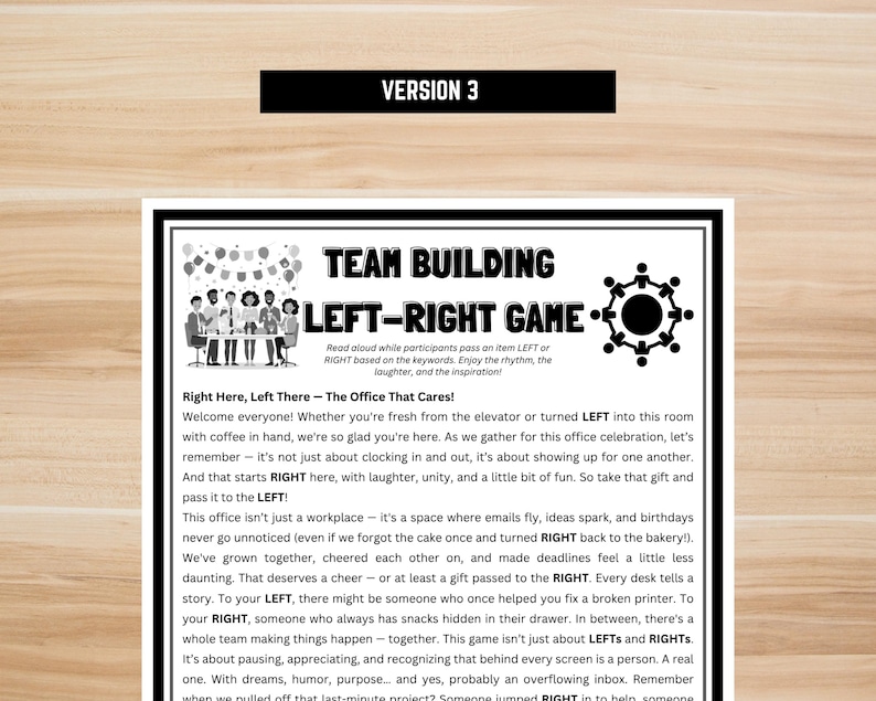Team Building Left Right Game, Printable Office Party Icebreaker ...