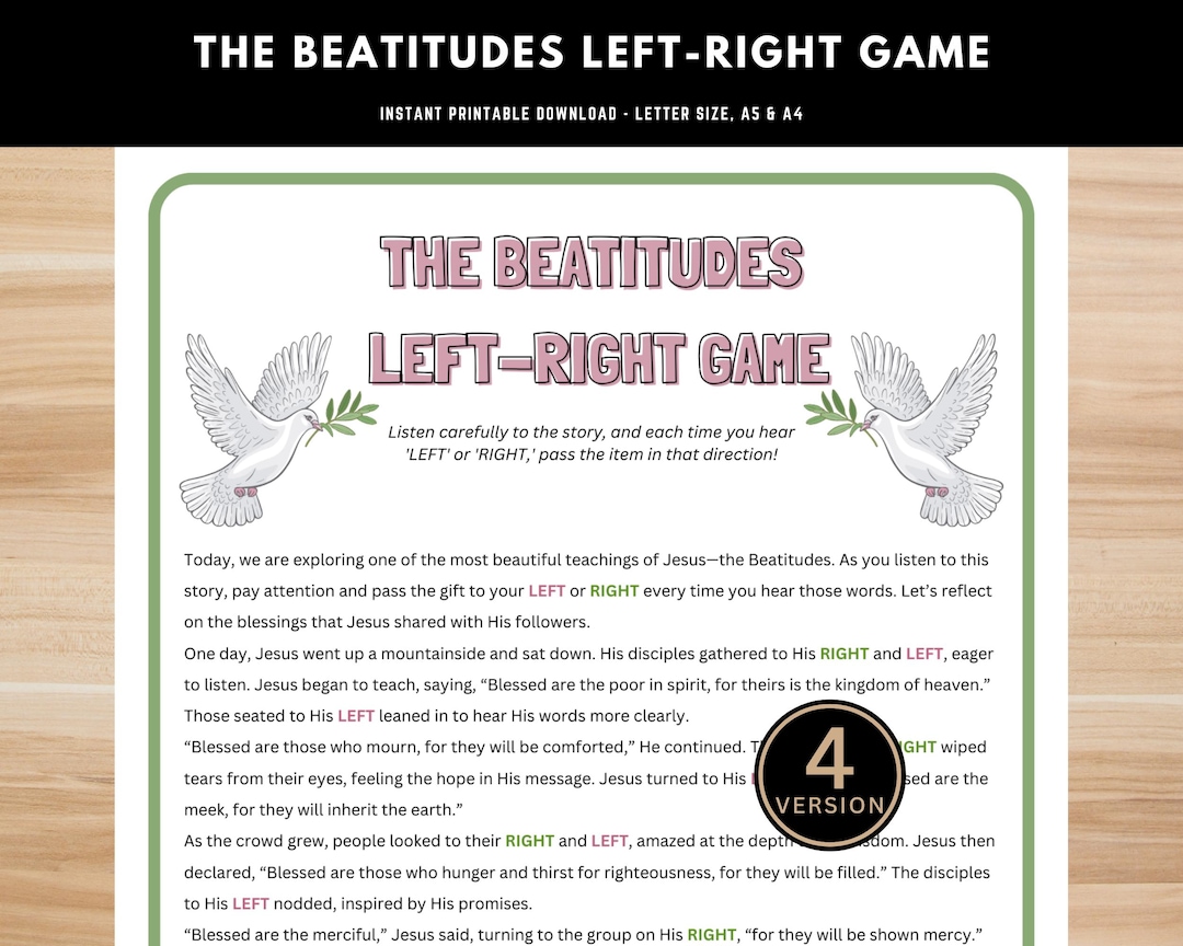 The Beatitudes Left Right Game | Christian Bible Party Game | Sunday ...