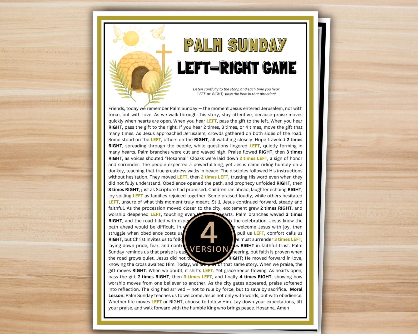 Palm Sunday Left Right Game Printable | Hosanna Easter Church Game ...