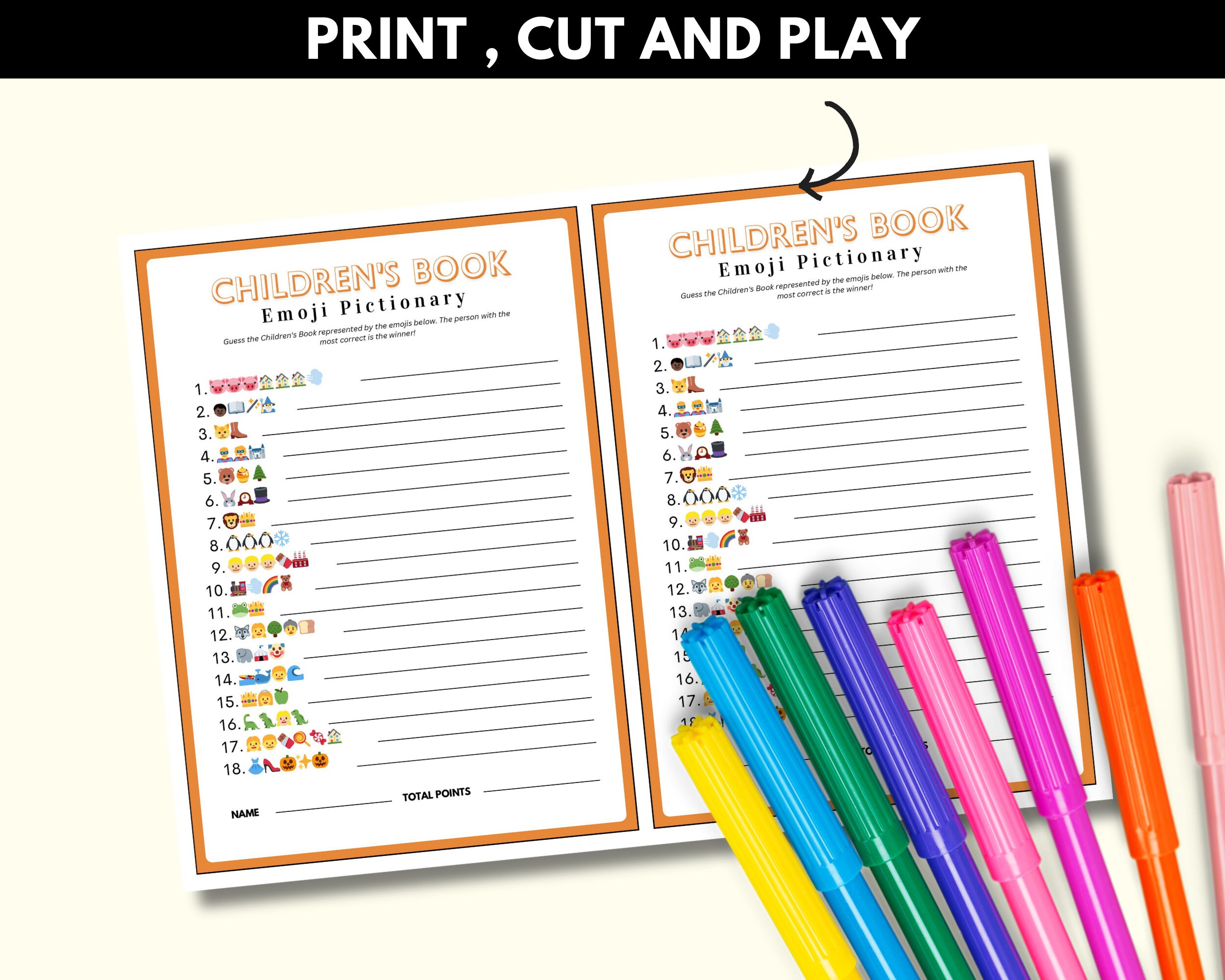 Children's Book Emoji Pictionary Game | Digital Baby Shower Game | Fun ...