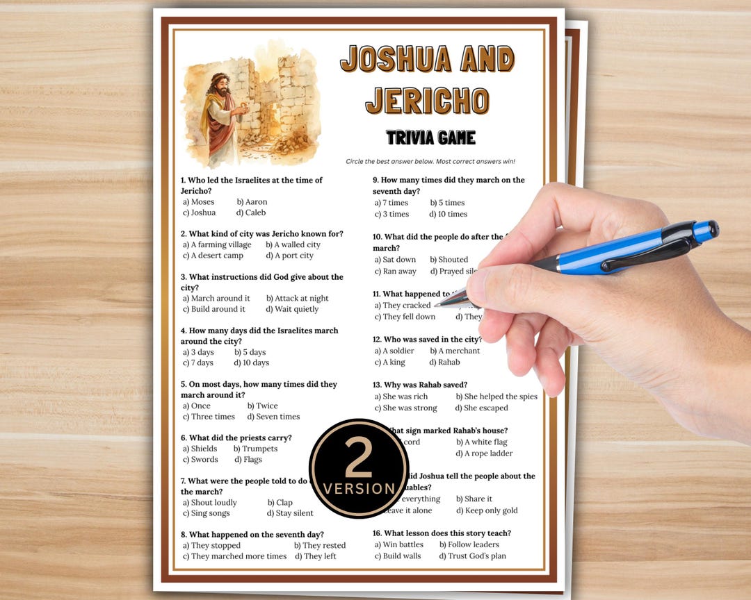 Joshua and Jericho Bible Trivia Game Printable, Walls of Jericho ...