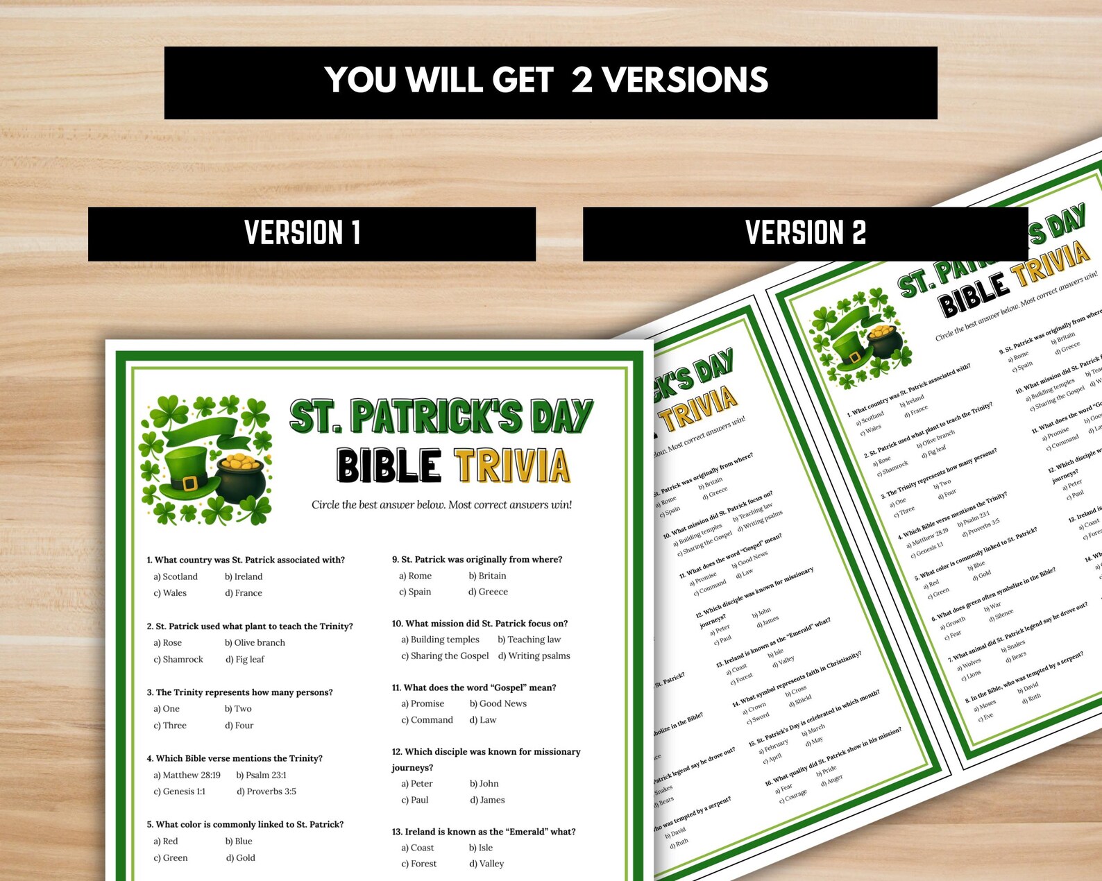 St Patricks Day Bible Trivia Game Printable, Saint Patricks Day Quiz ...