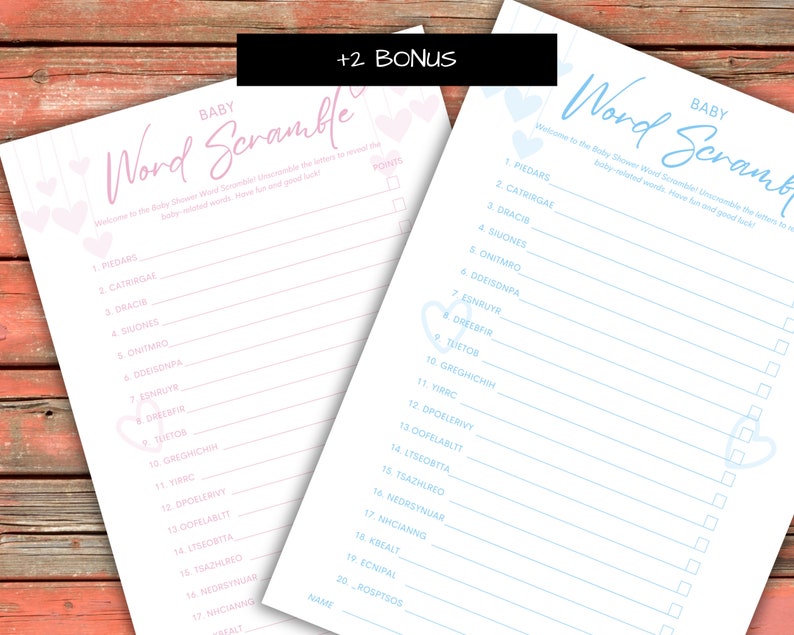 Editable Baby Shower Word Scramble Game With Answer Key | Gender ...