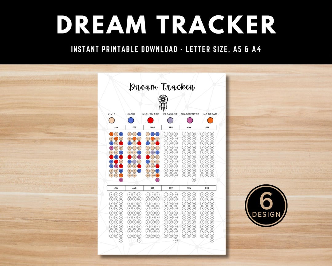 Dream Tracker Yearly Printable - Dream Journal - Dream Log - Sleep ...