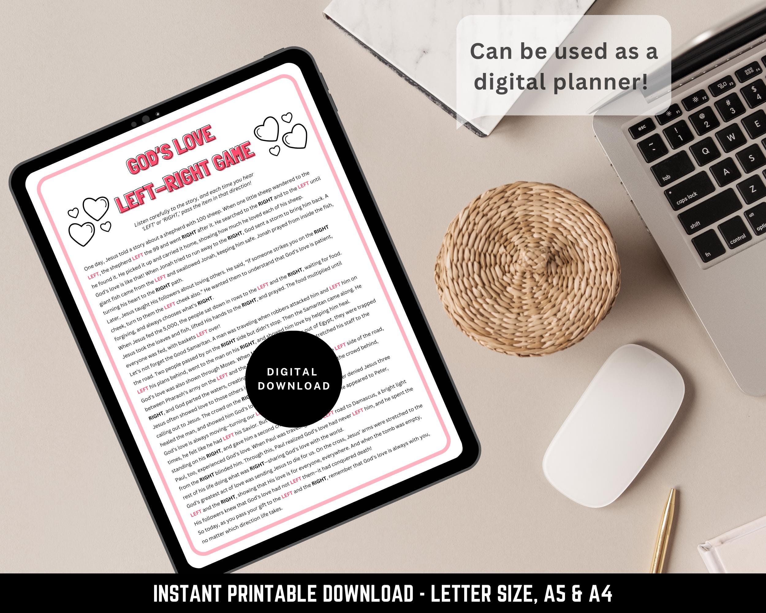 Gods Love Left Right Game - Printable Bible Activity for Sunday School ...