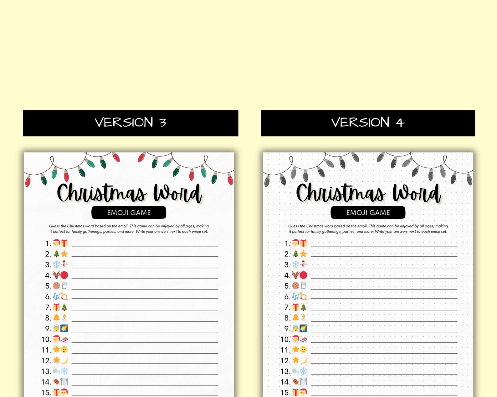 Christmas Word Emoji Pictionary | Christmas Word Emoji Game | Printable ...