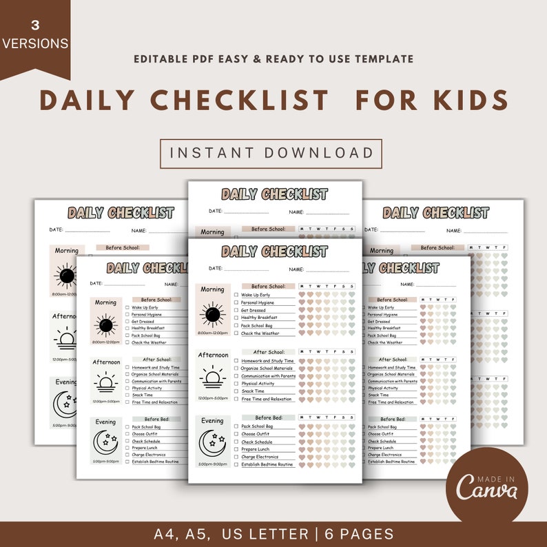 Customizable Daily Routine Chart for Kids | Editable & Printable ...