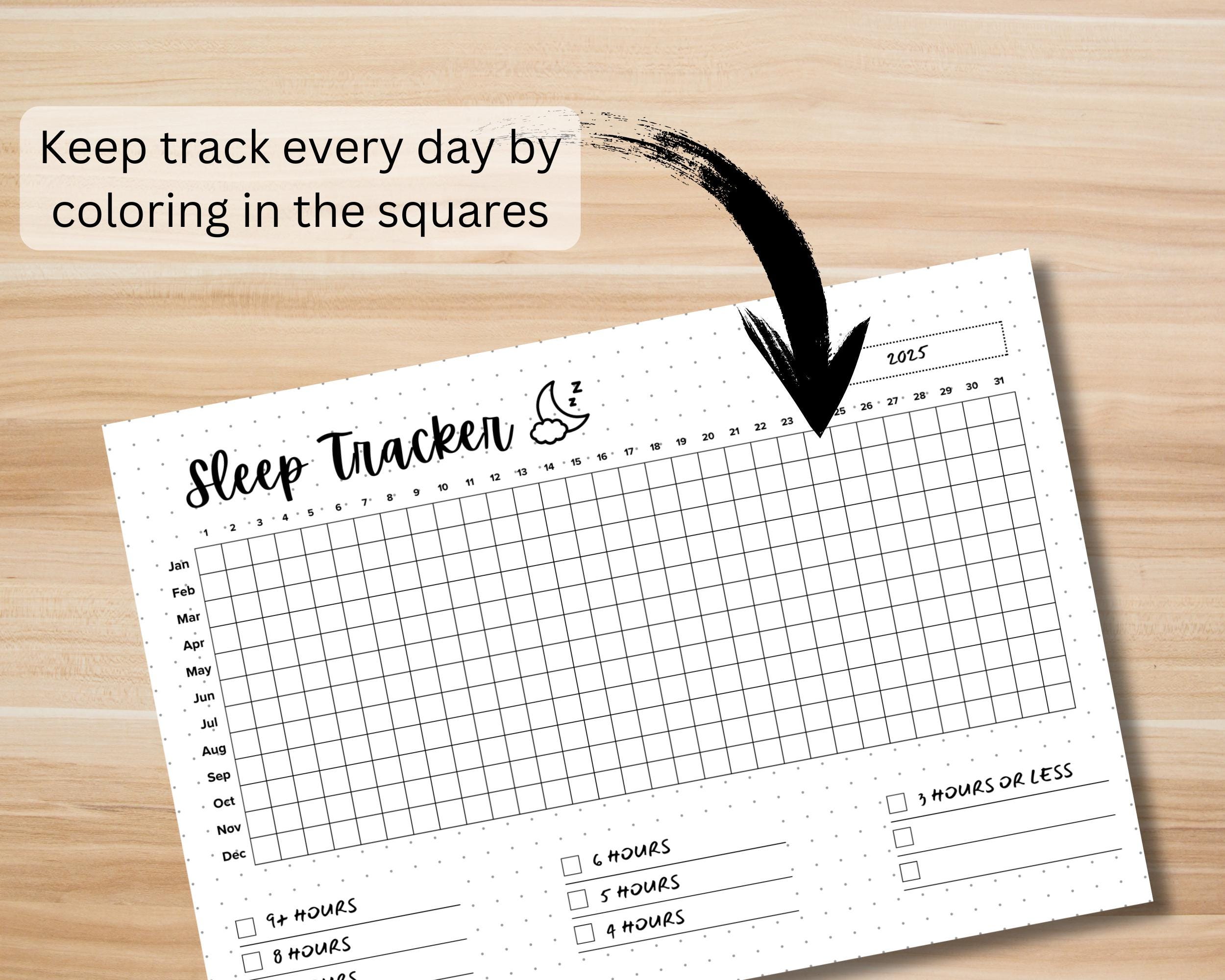 Sleep Tracker Yearly Printable - Bullet Journal Sleep Log - Track Sleep ...