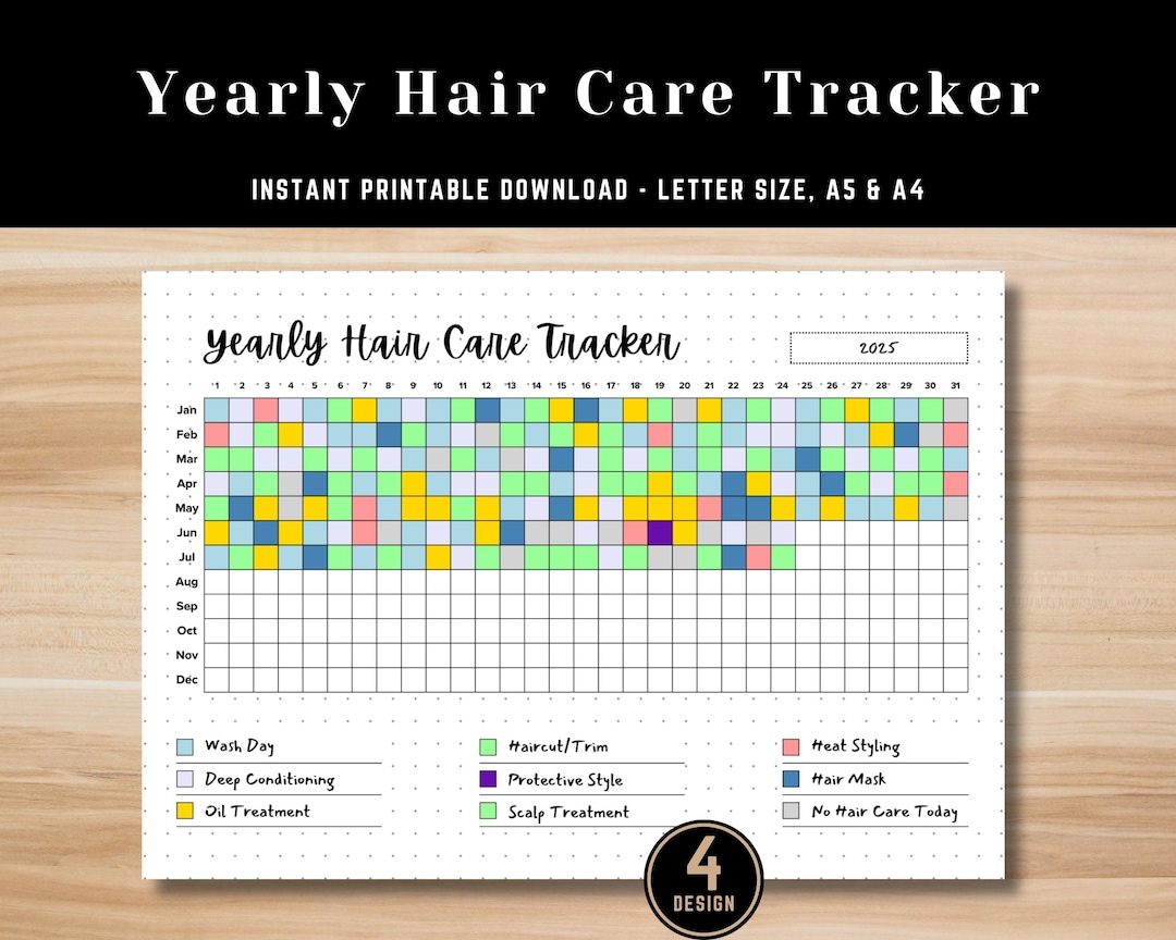 Yearly Hair Care Tracker - Printable Hair Wash Log and Planner Page ...