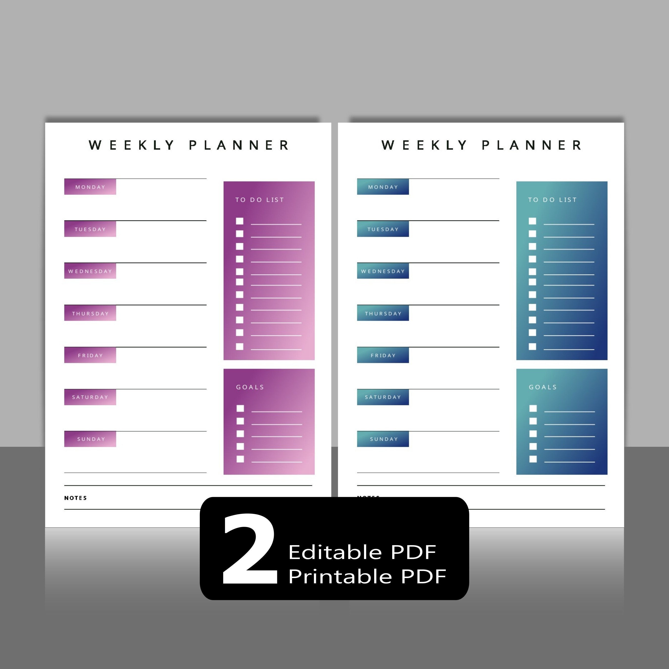 Weekly Planner Template, Printable Weekly Planner, Homeschool Weekly ...