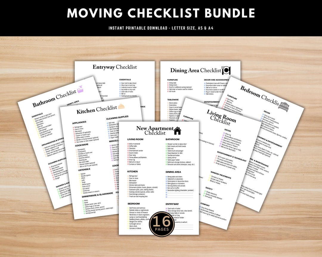 New Home Essentials Checklist Bundle - Moving Checklist Printable ...