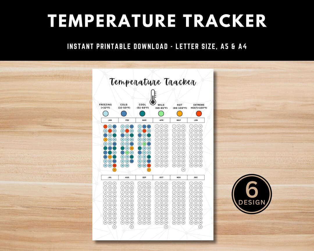 Yearly Temperature Tracker Printable - Weather Log and Planner Page ...