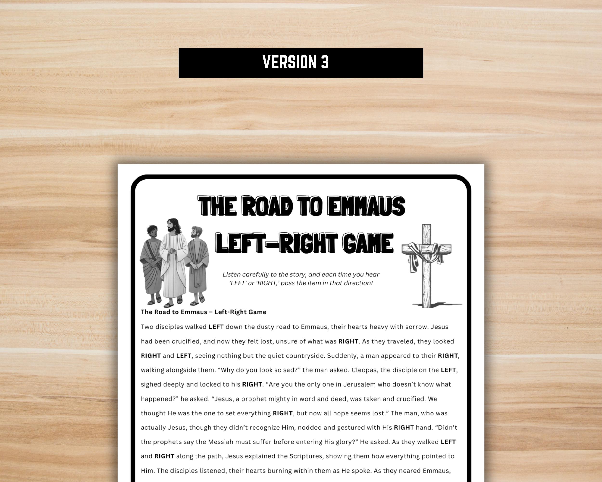 The Road to Emmaus Left Right Game - Printable Bible Story Game ...
