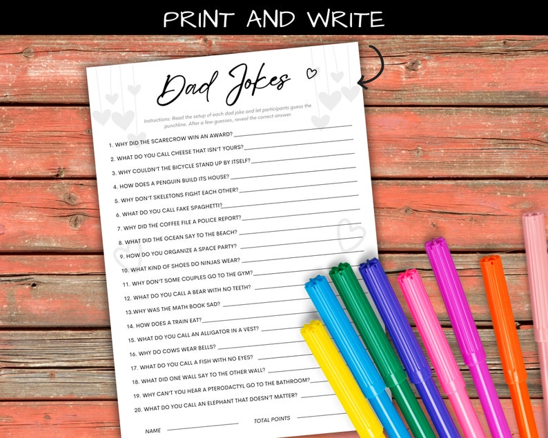 Dad Jokes Baby Shower Game, Printable Baby Shower Trivia, Fun Shower ...